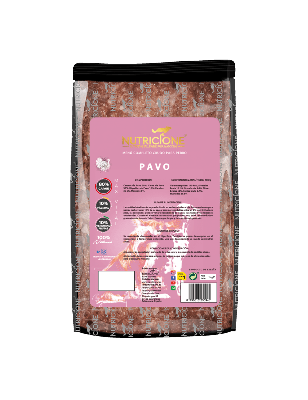 Menú BARF Pavo 1kg - Kazoku Pets